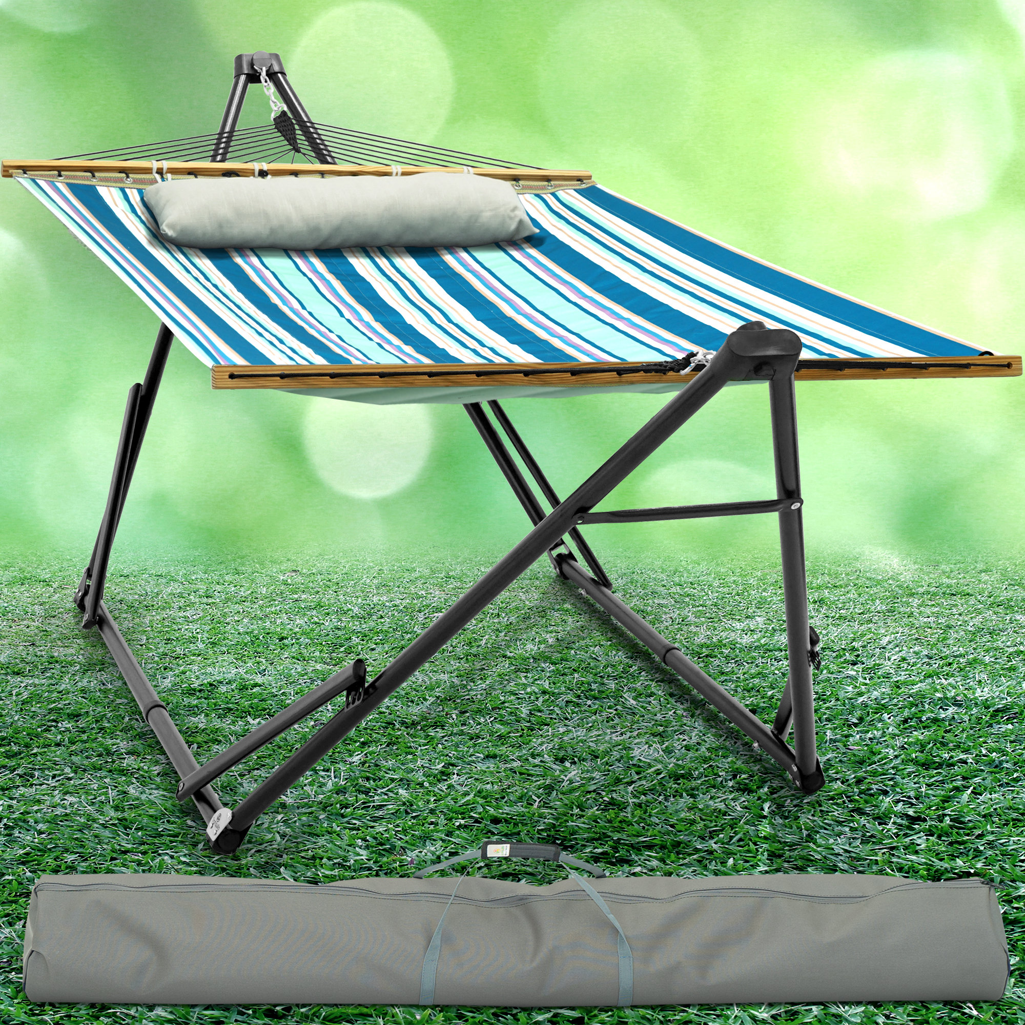 Arlmont & Co. Unity Adjustable Hammock Stand, 800 lbs Capacity Steel ...