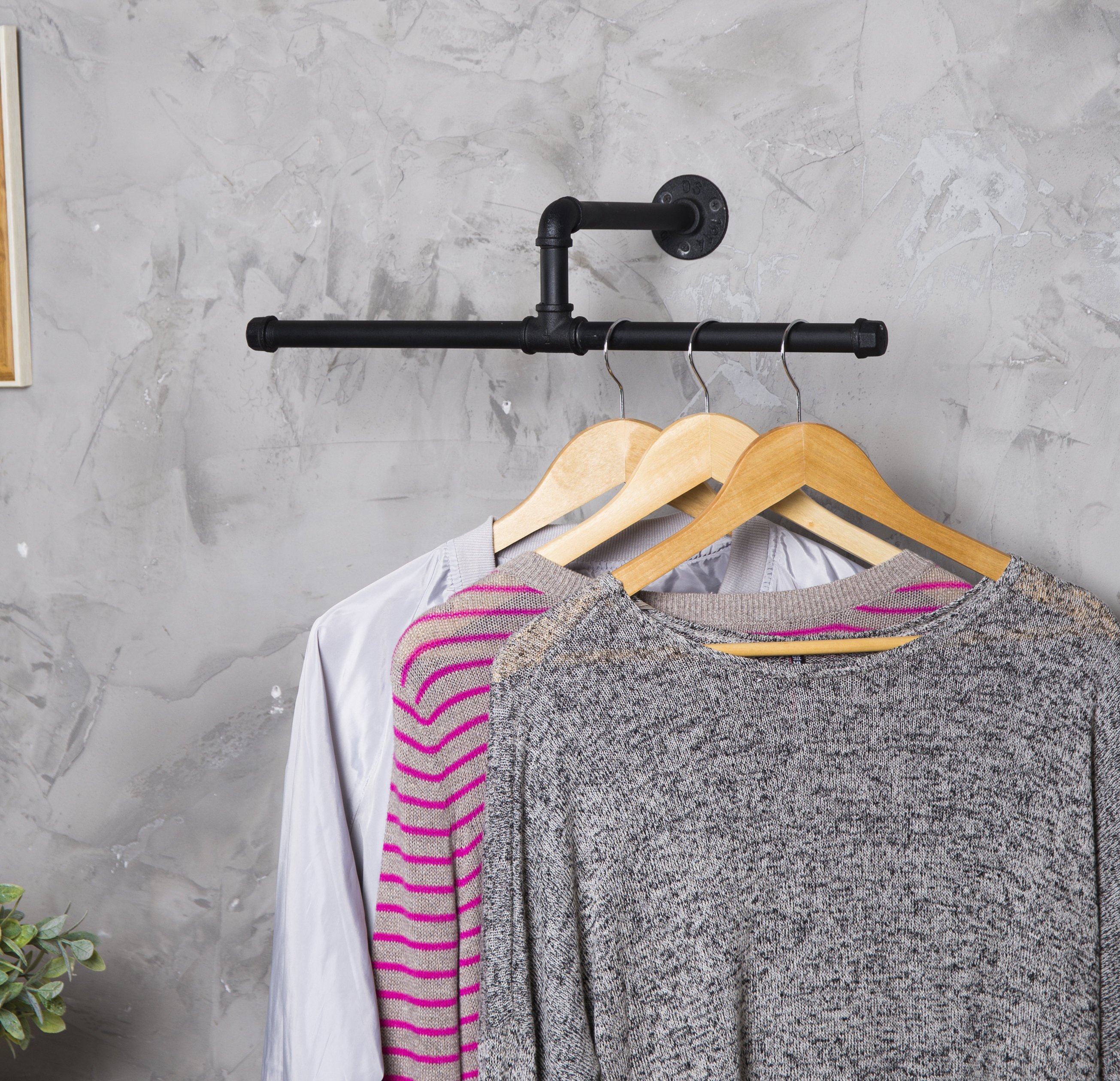 MY GIFT T-Bar Pipe Hanging Wall Mounted Clothing Rack & Reviews ...