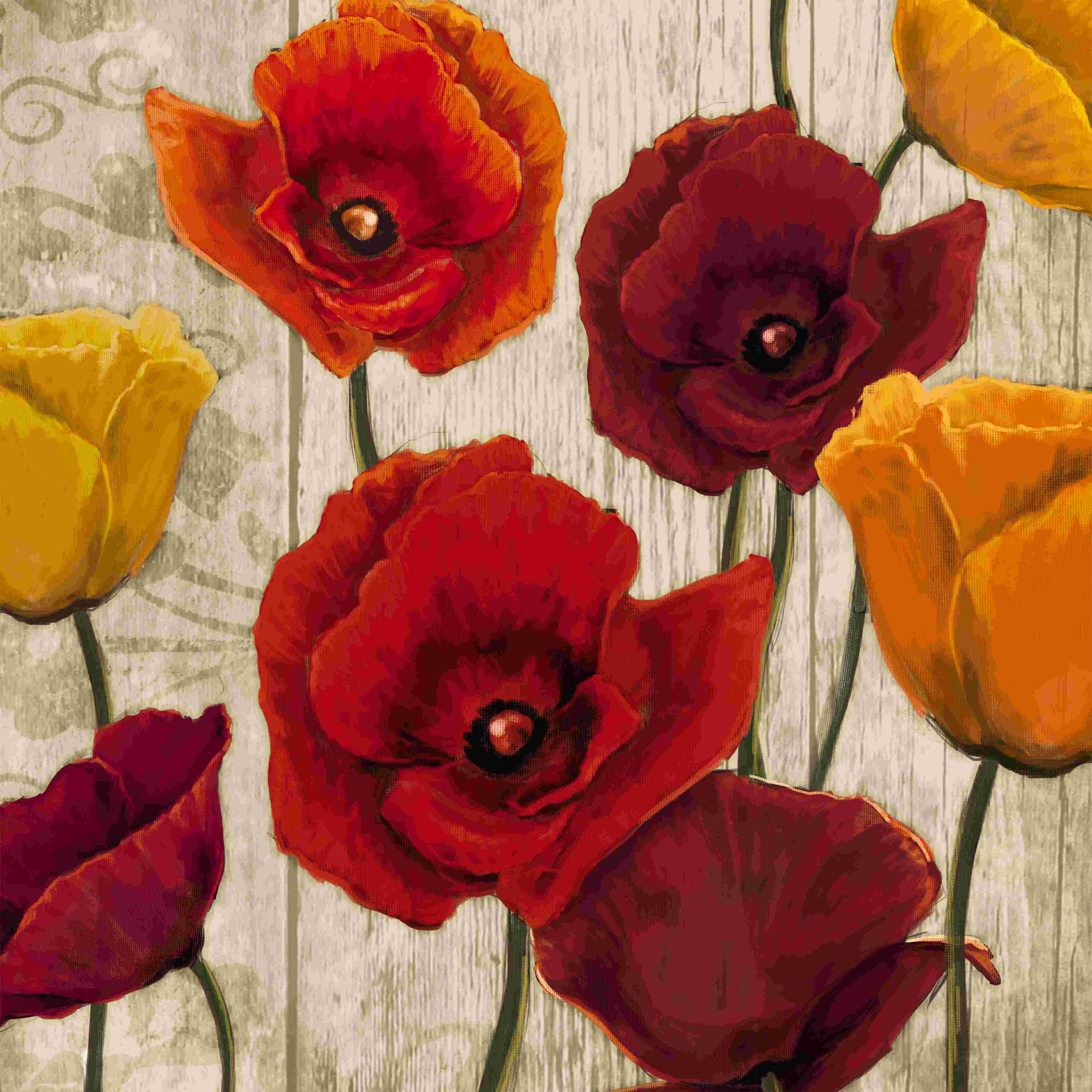 Winston Porter Colorful Wood Poppies - Wrapped Canvas Graphic Art | Wayfair