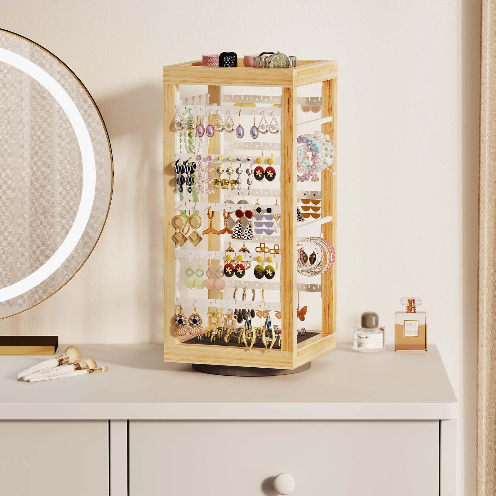 Latitude Run® 360° Rotating Earring Holder and Jewellery Organizer ...