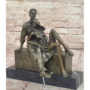 Bronzhaus Relaxed Couple Bronze Sculpture – Intimate Sitting Lovers ...