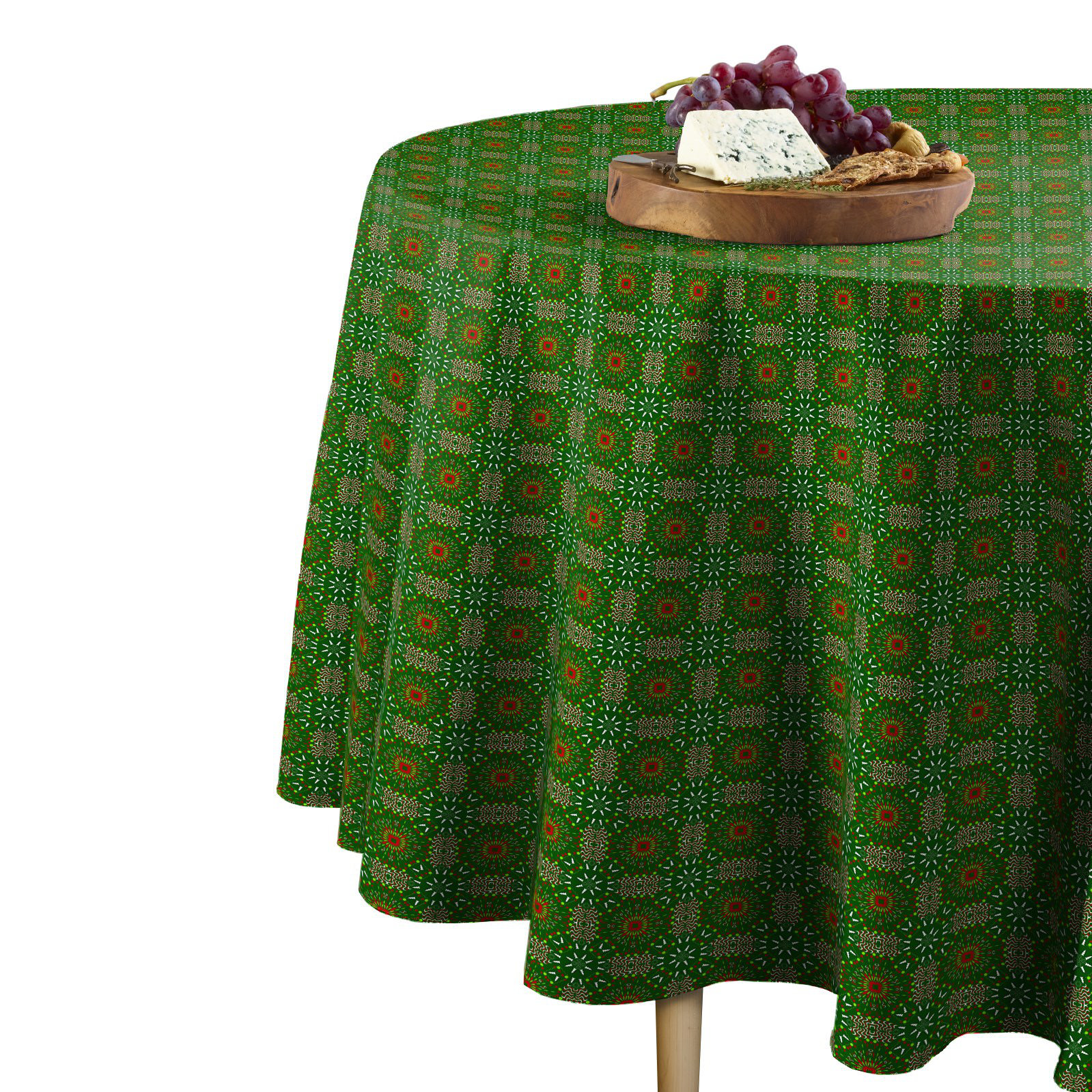 The Holiday Aisle® Marshall Christmas Kaleidoscope Round Tablecloth ...