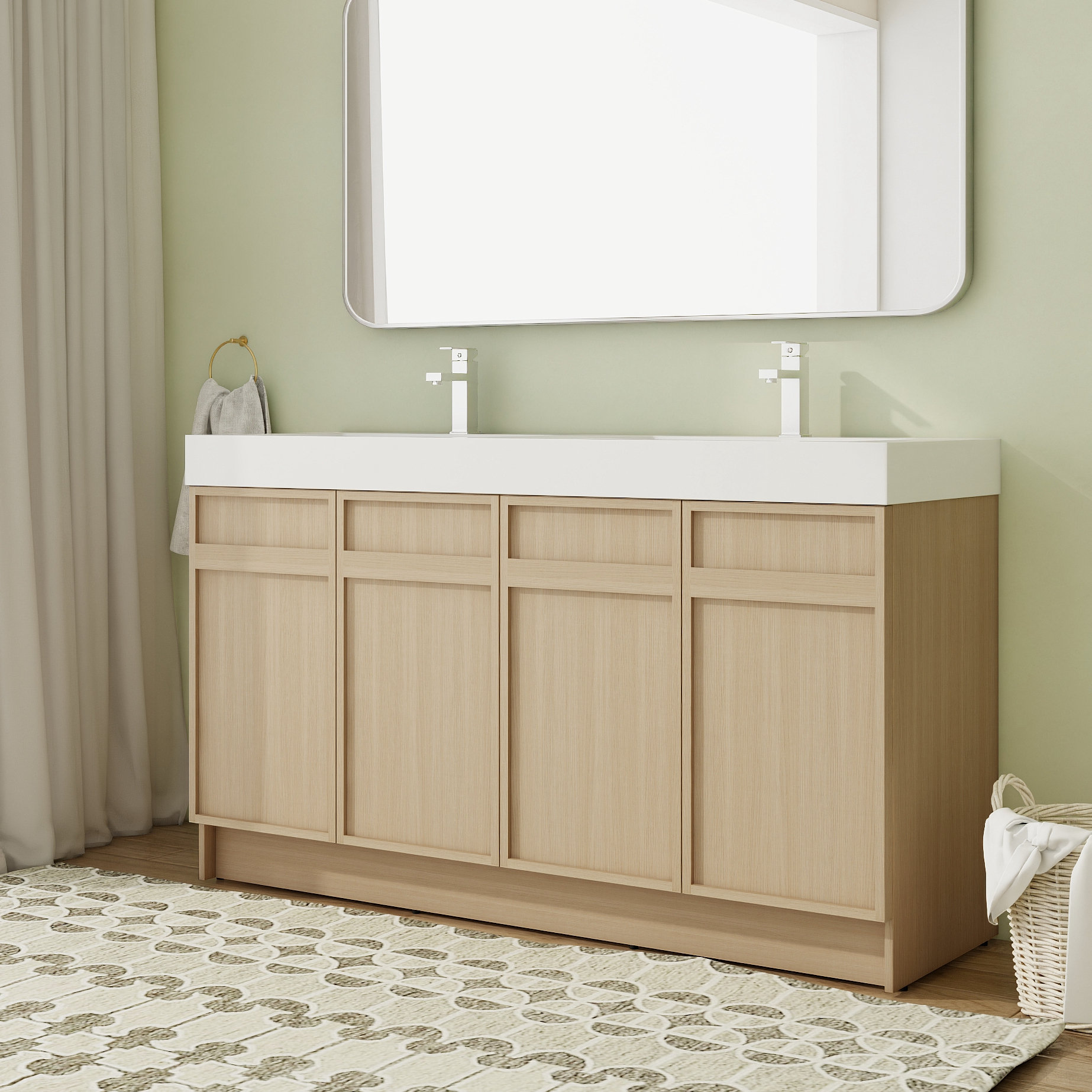 Latitude Run® Meuble-lavabo double autoportant 60 po avec comptoir en ...