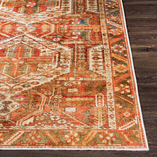 Joss & Main Mags Machine Washable Oriental Brick Red/ Red Area Rug ...