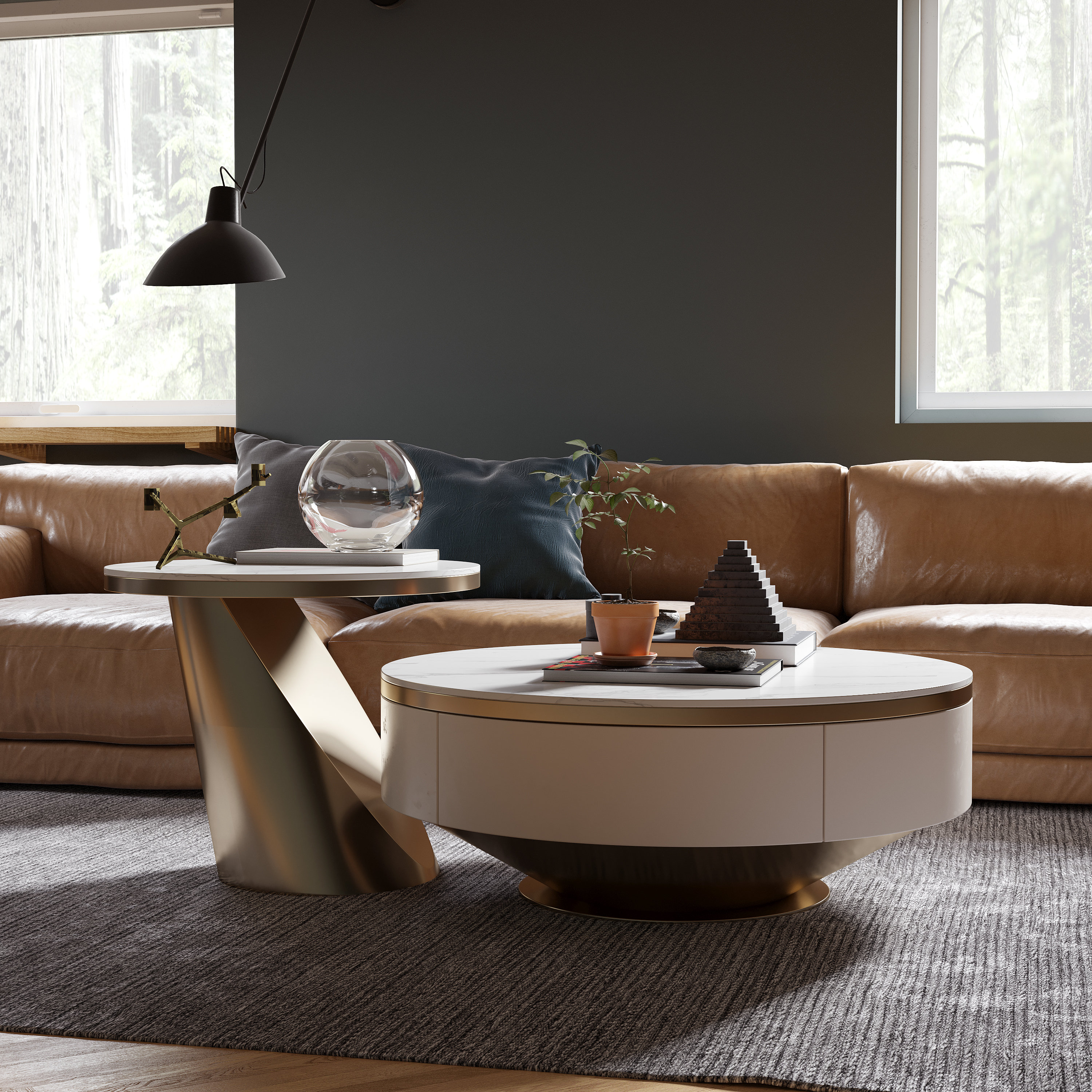 Everly Quinn Danieka Combination Coffee Table with Two Drawers and A ...