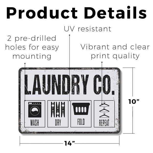 SignMission Wash Dry Fold Repeat 10 Inch x 14 Inch Plastic Sign | Wayfair