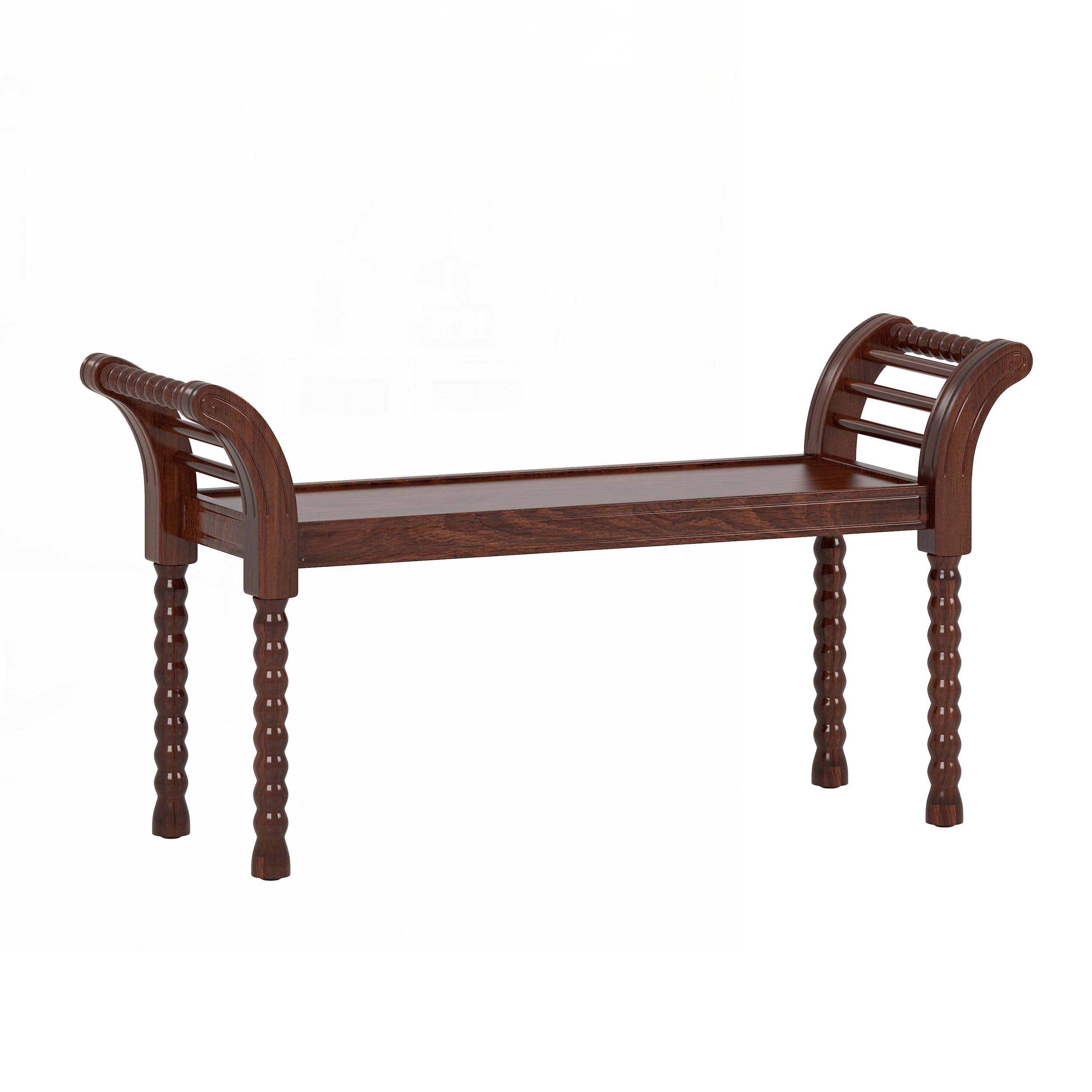 Darby Home Co Wood Bench with Turned Legs, Bed End Bench for Bedroom or ...