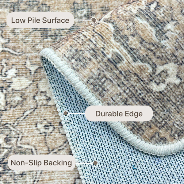 Bungalow Rose 8x10 Area Rug, Machine Washable, Nut Brown Chenille ...