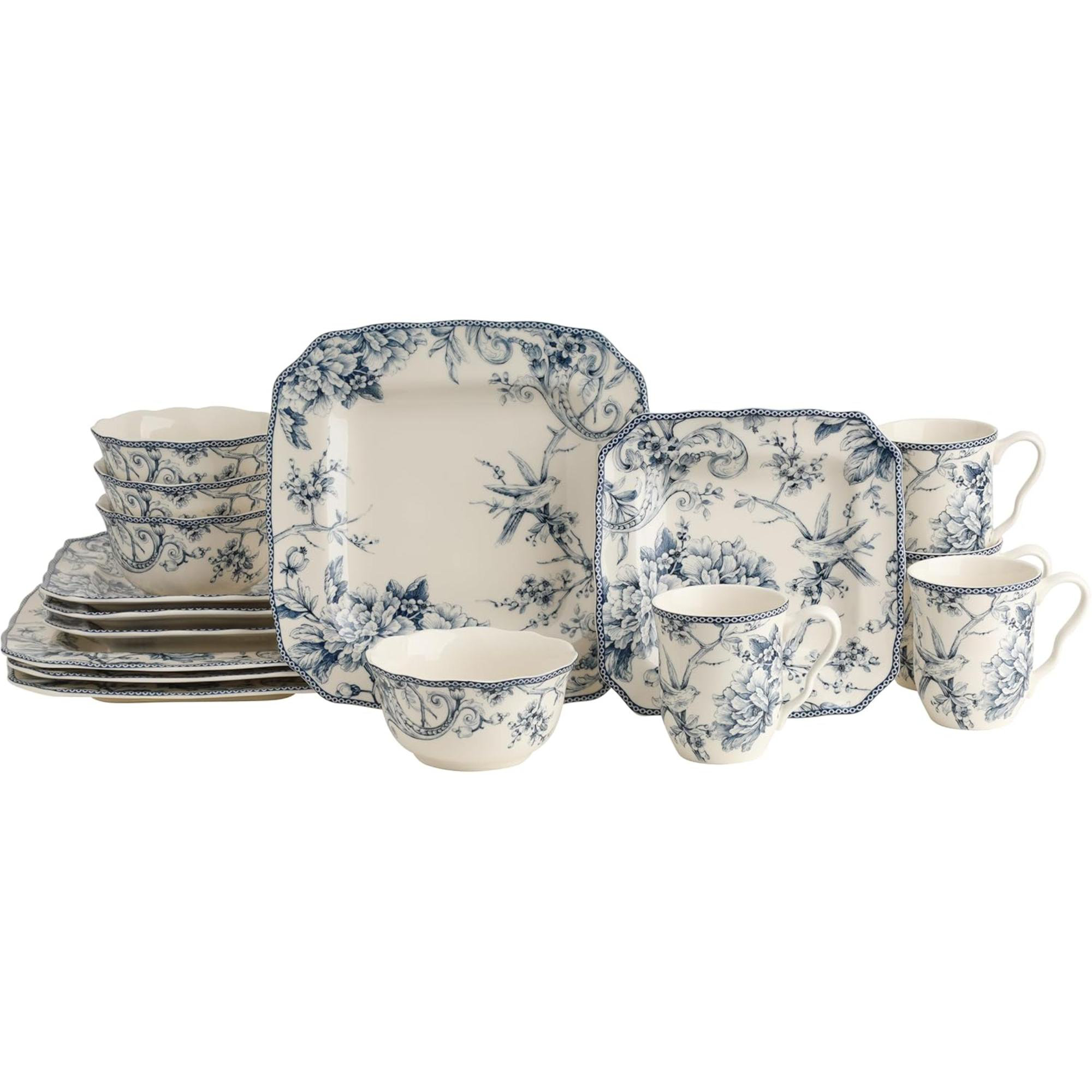 Bloomsbury Market Adelaide 16 Piece Square Floral Dinnerware Set ...