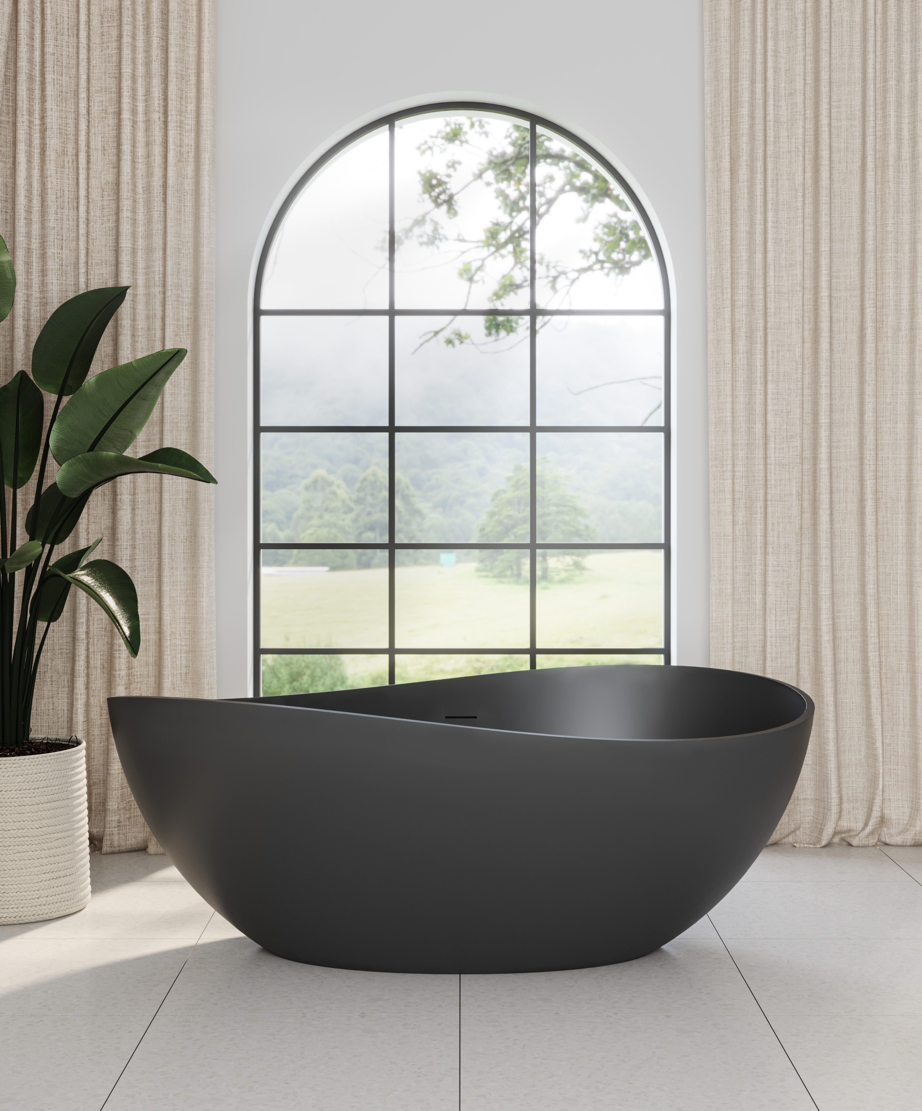 HOME ART Freestanding Bathtubs Solid Surface Stone Soaking Tubs With ...
