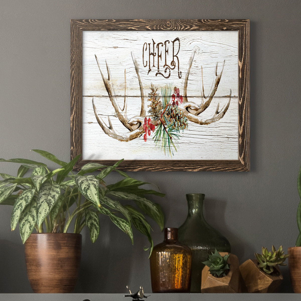 The Holiday Aisle® Rustic Cheer - Painting Print on Canvas | Wayfair