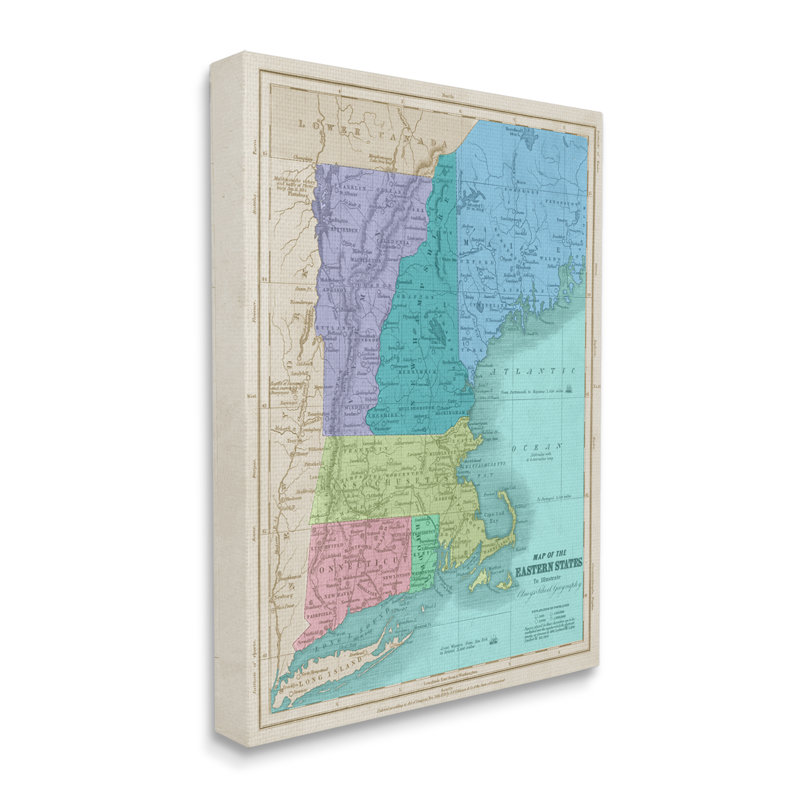 Ebern Designs Map Of Eastern States New England Border Lines | Wayfair