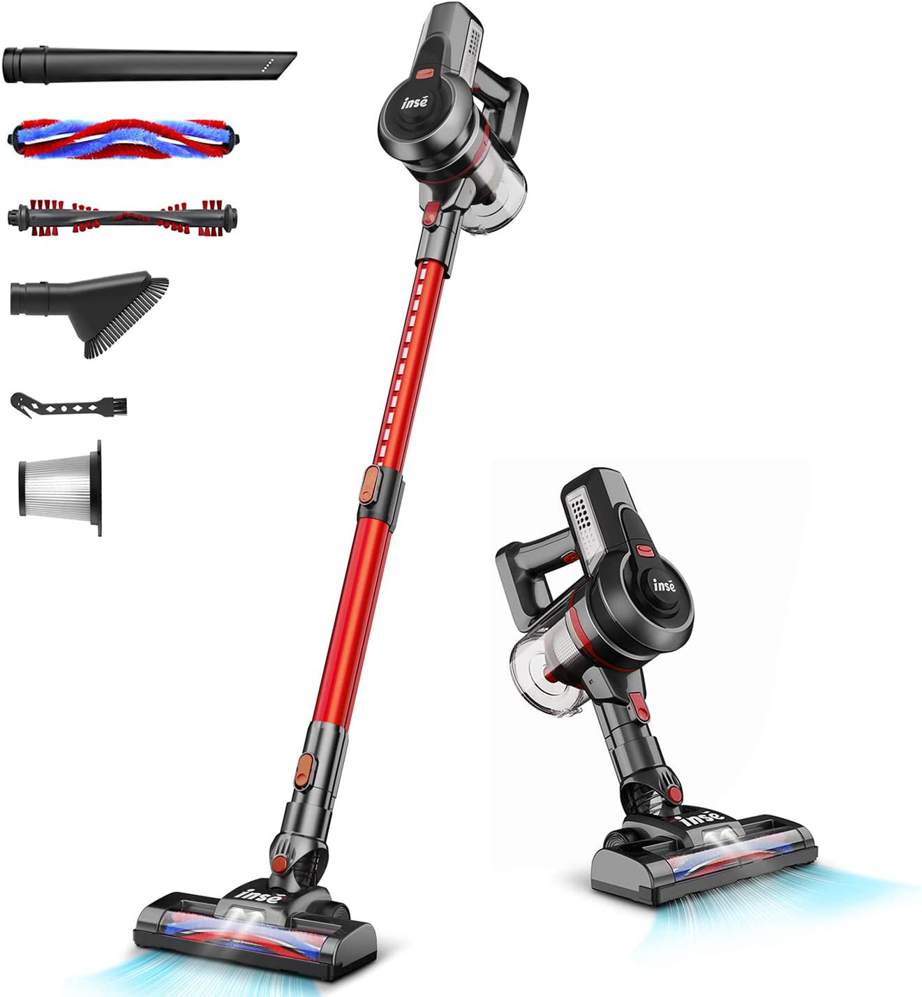 c&g home Cordless Vacuum Cleaner, 6-In-1 Rechargeable Rod Vacuum ...
