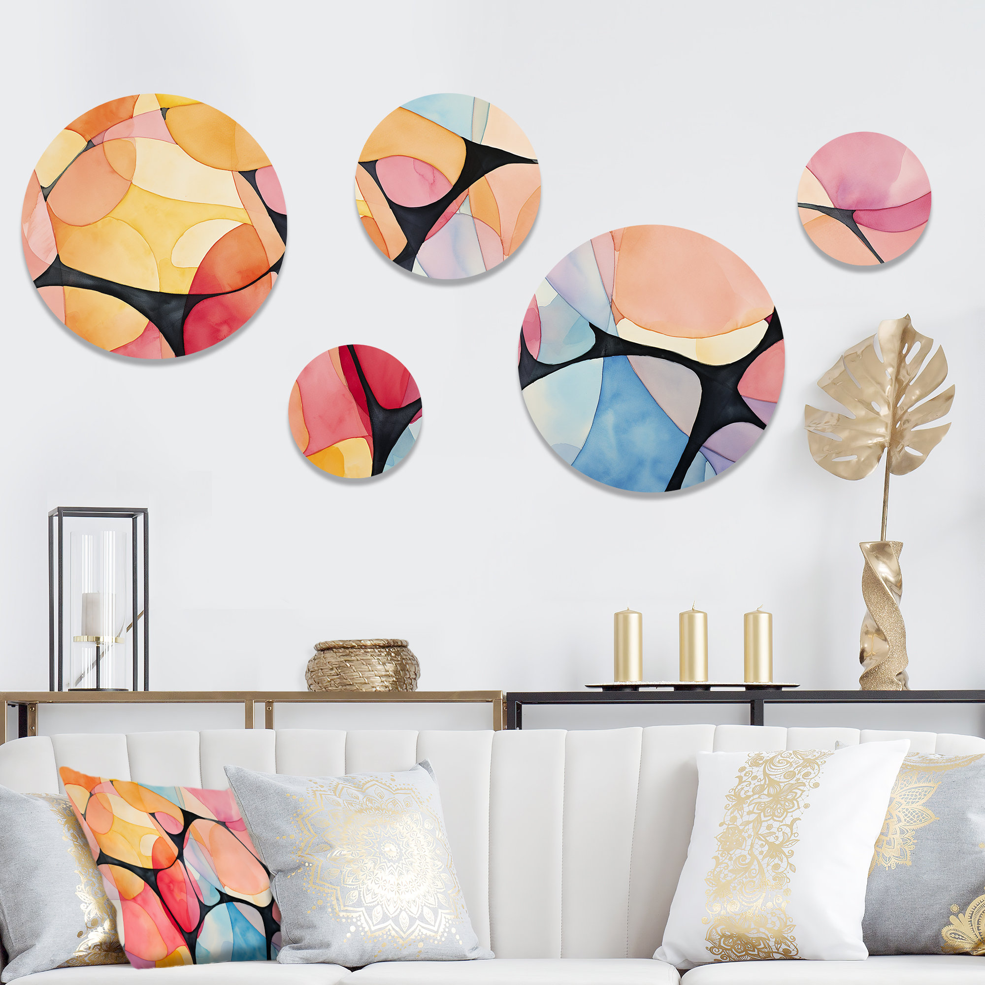 Ivy Bronx Geometric Soft Colors Tiles III - Geometric Round Wall Art ...