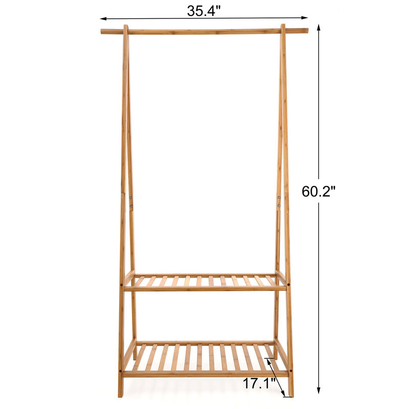 Rebrilliant Menno 35.4" Solid Wood Clothes Rack | Wayfair