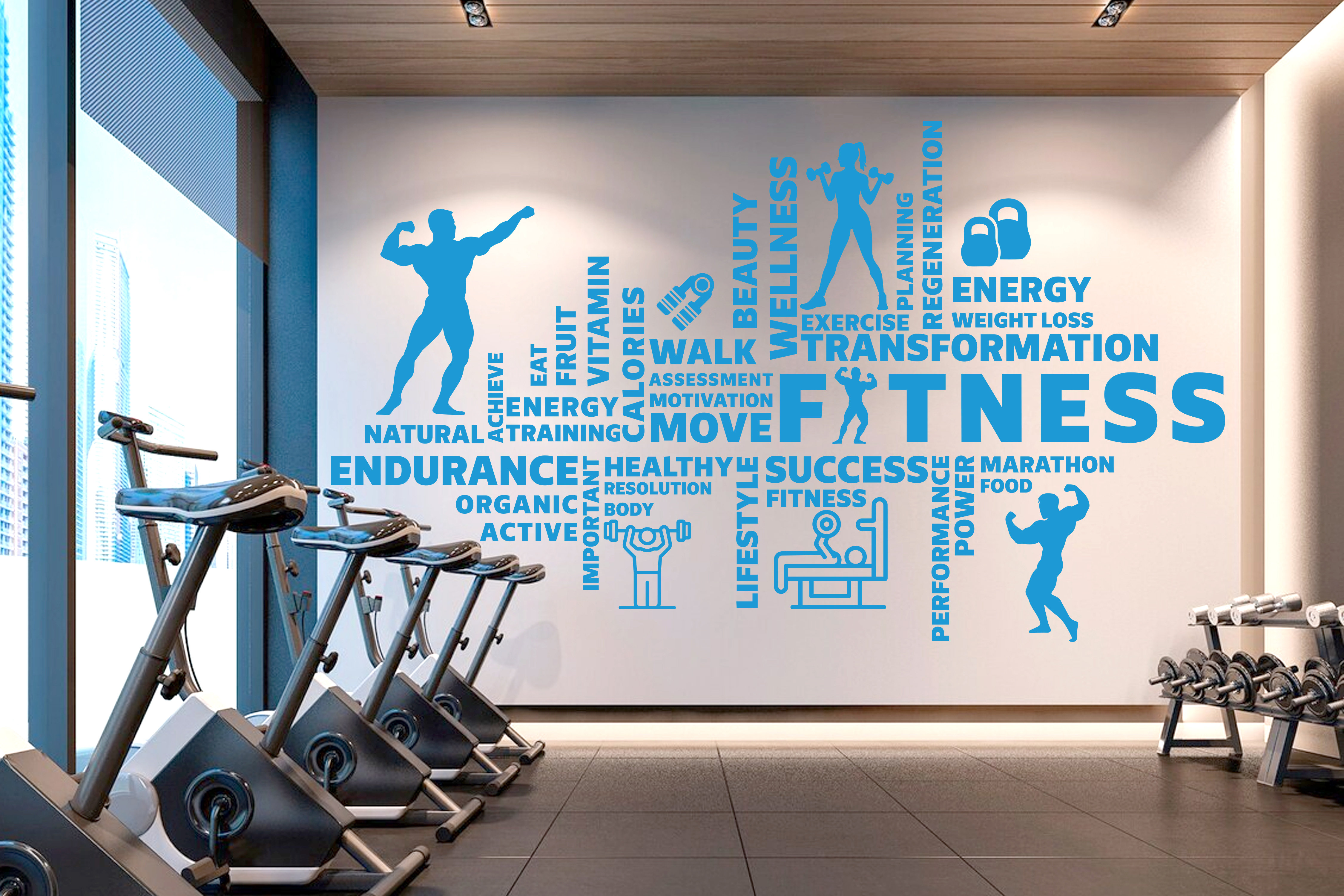 Trinx Fitness Vinyl Gym Wall Decal, Inspirational Words, Gym Decal ...