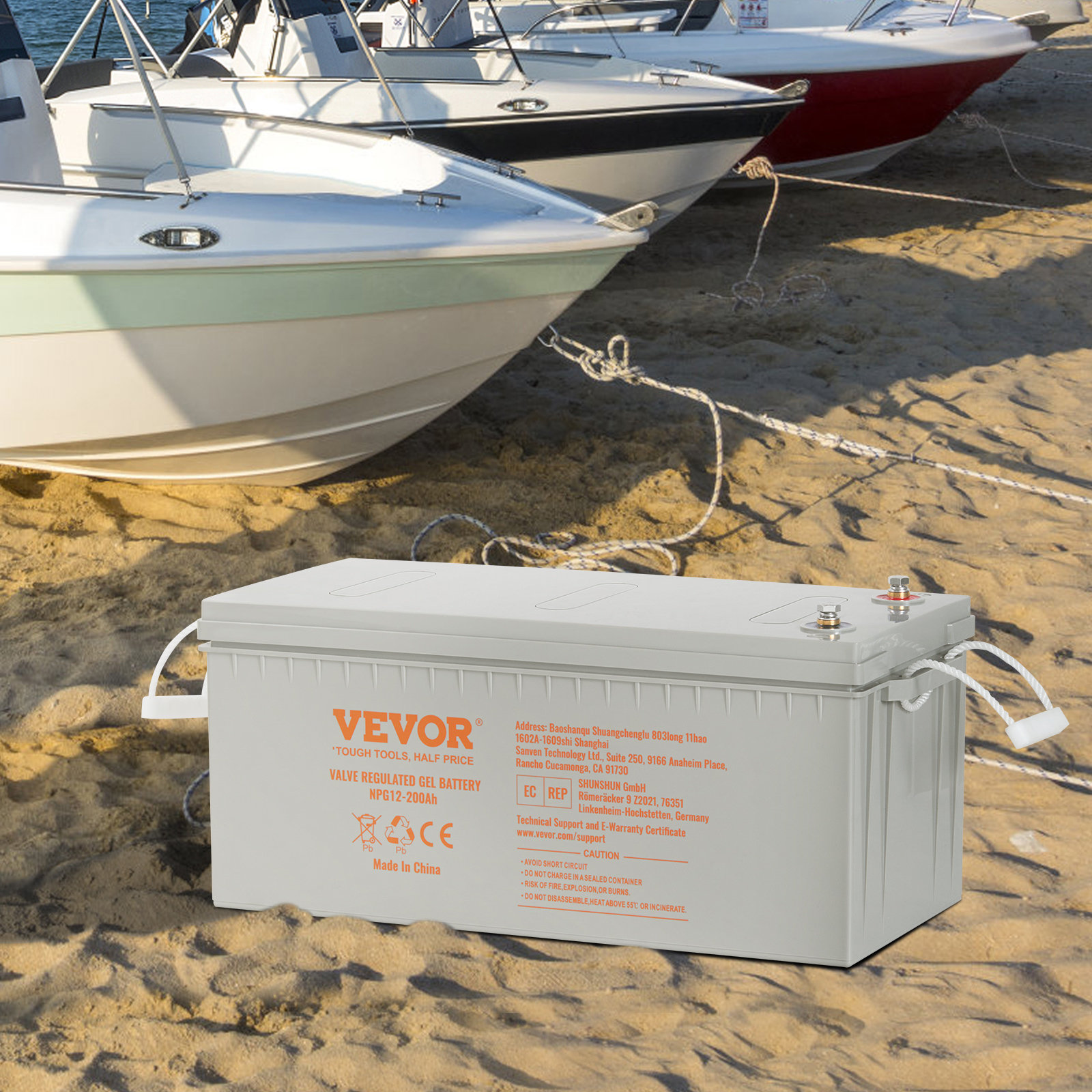 VEVOR Deep Cycle Battery, 12V 200 AH, AGM Marine Rechargeable Battery ...
