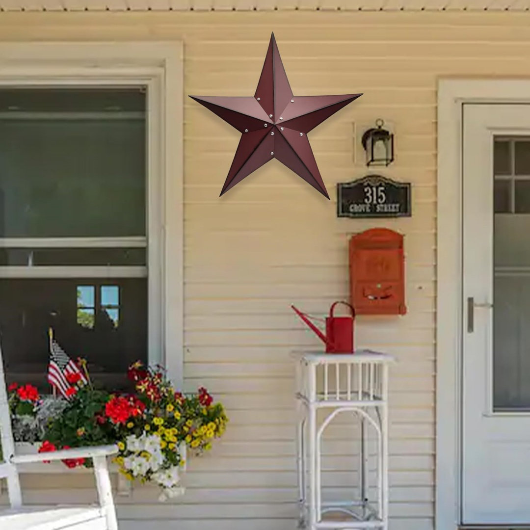 One Allium Way® 24" Rustic Metal Large Barn Star Wall Decor-Handmade ...