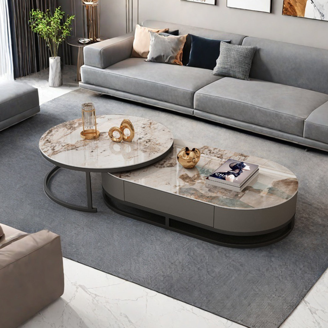 Trentastic Trails Oval rock panel coffee table combination | Wayfair