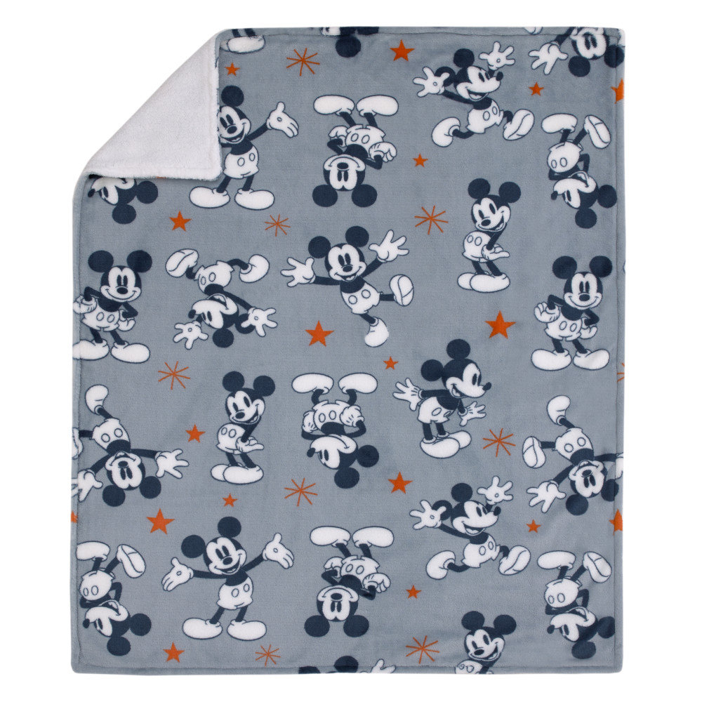 Disney Mickey Mouse Gray, Navy, White And Red Stars Super Soft Sherpa ...