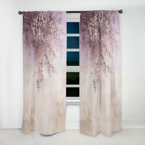 Design Art Blooming Lilac Melody II - Lilacs Curtain - Velvet Room ...