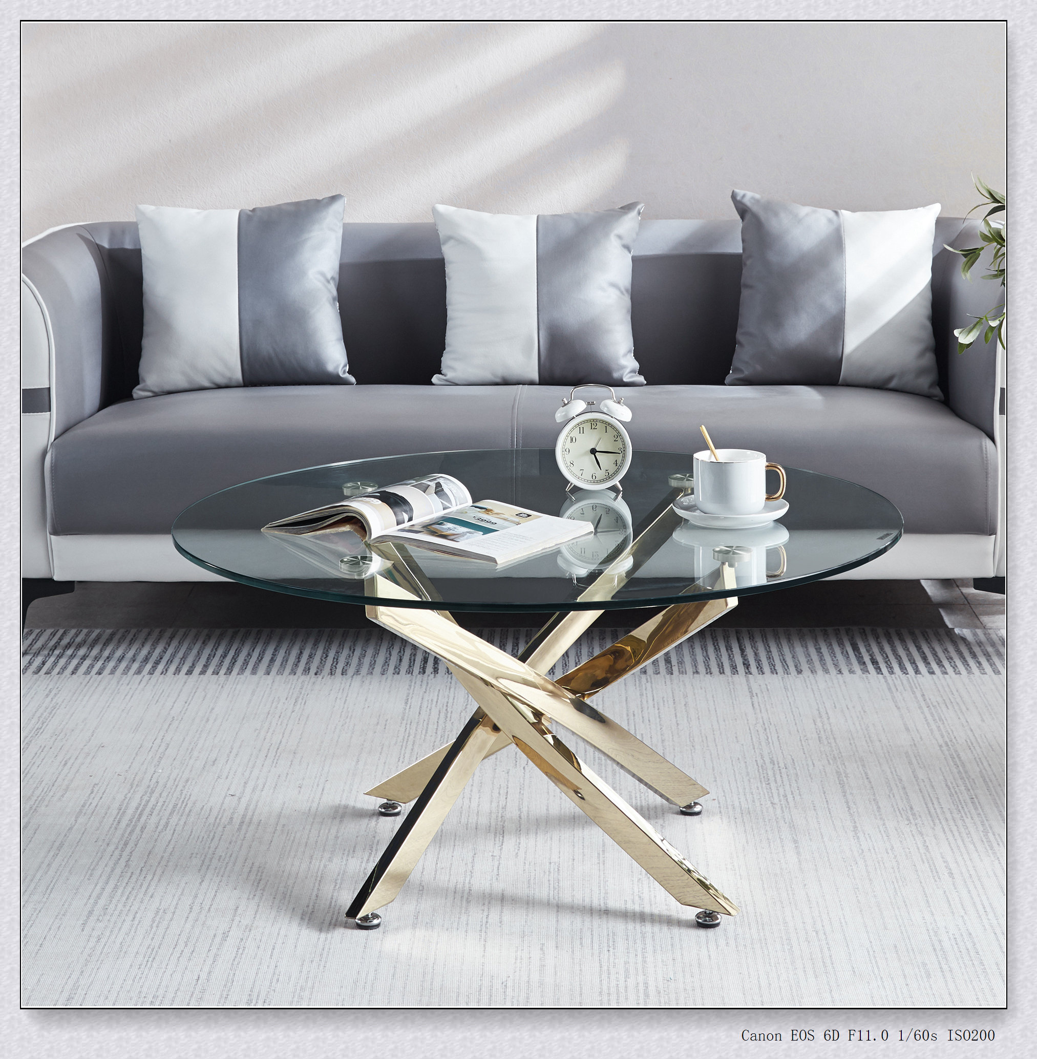 Mercer41 Modern Round Tempered Glass Coffee Table with Chrome Legs ...