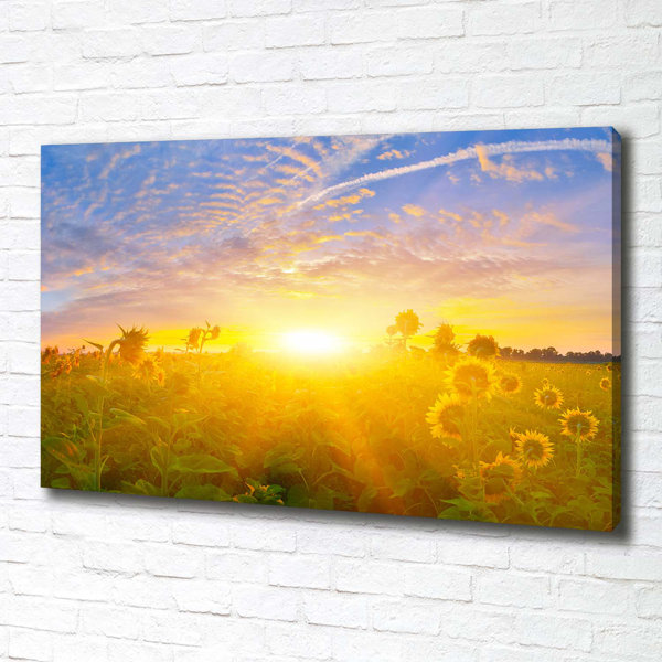 Sommerallee Sonnenblumenfeld - Kunstdrucke auf Segeltuch | Wayfair.de