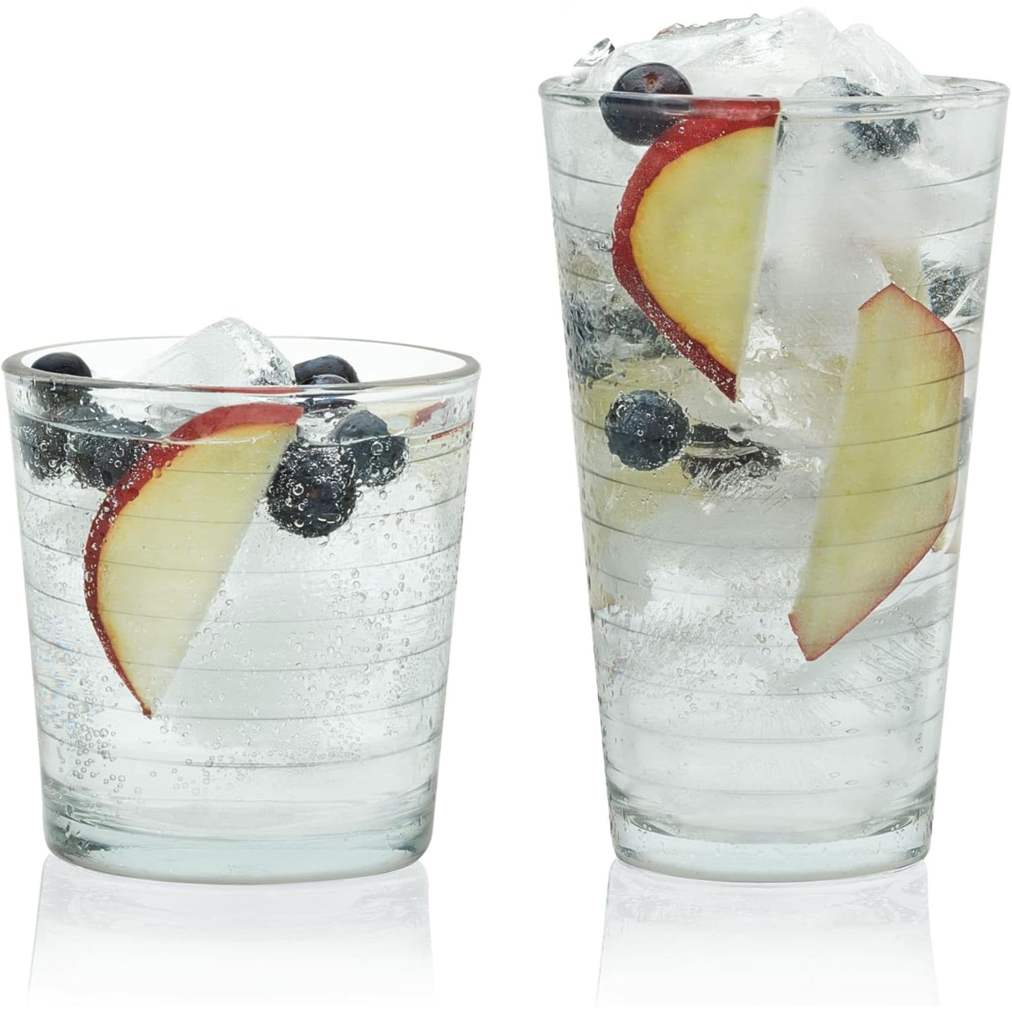 Textiles Hub Hoops 16-Piece Tumbler And Rocks Glass Set | Wayfair