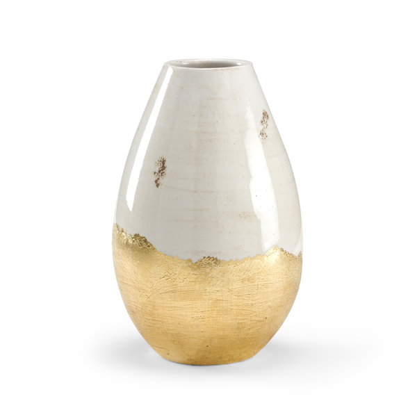 Wildwood Gold/White 14" Ceramic Table Vase & Reviews | Perigold