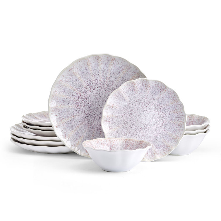 Mikasa Isla Pink 12-Piece Stoneware Dinnerware Set | Birch Lane