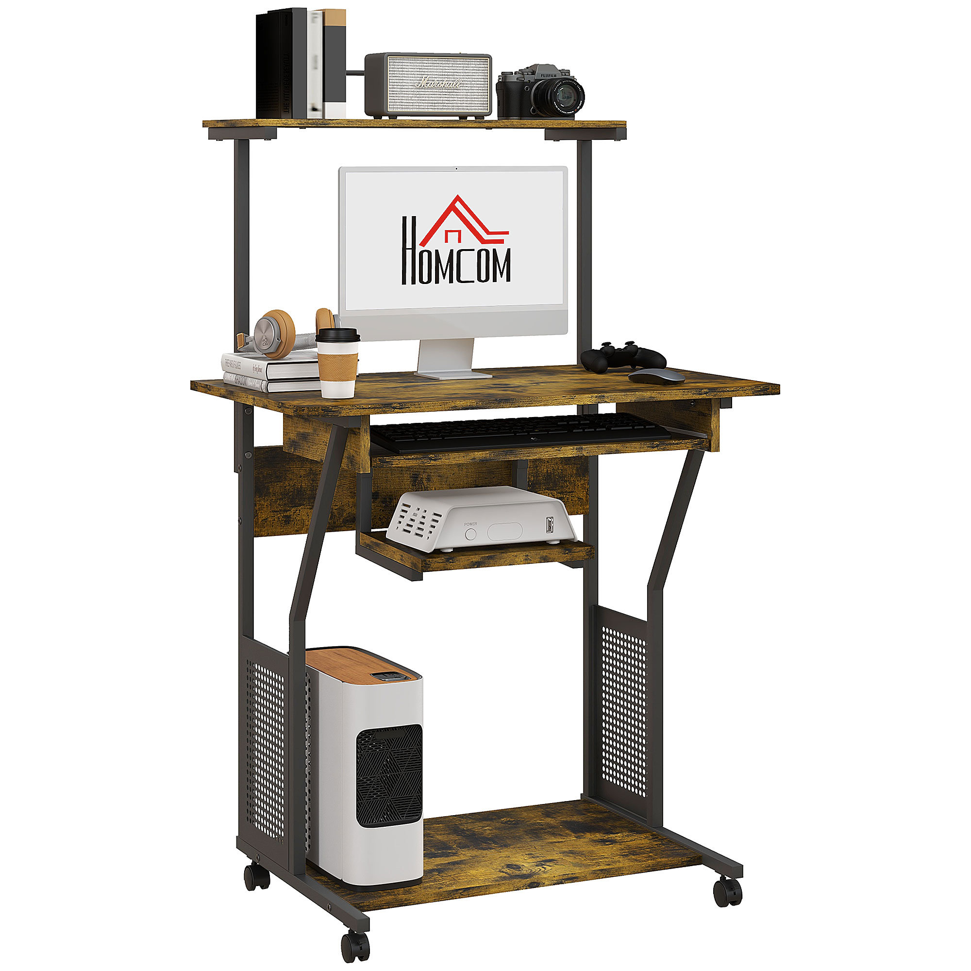 Computer desk with shelf for printer store