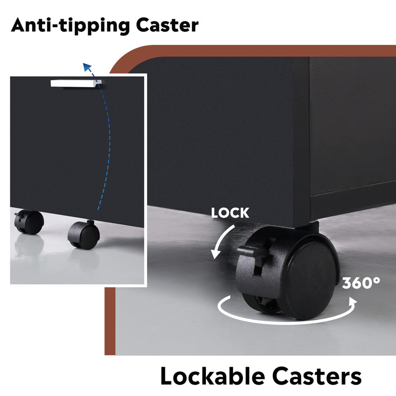 17 Stories Kopelan 3-Drawer Mobile Vertical Filing Cabinet & Reviews ...