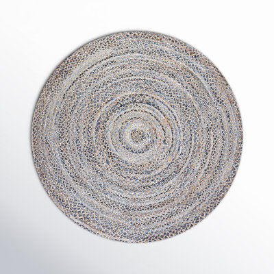 Birch Lane™ Round Geometric Handmade Handwoven Blue/Tan Area Rug ...