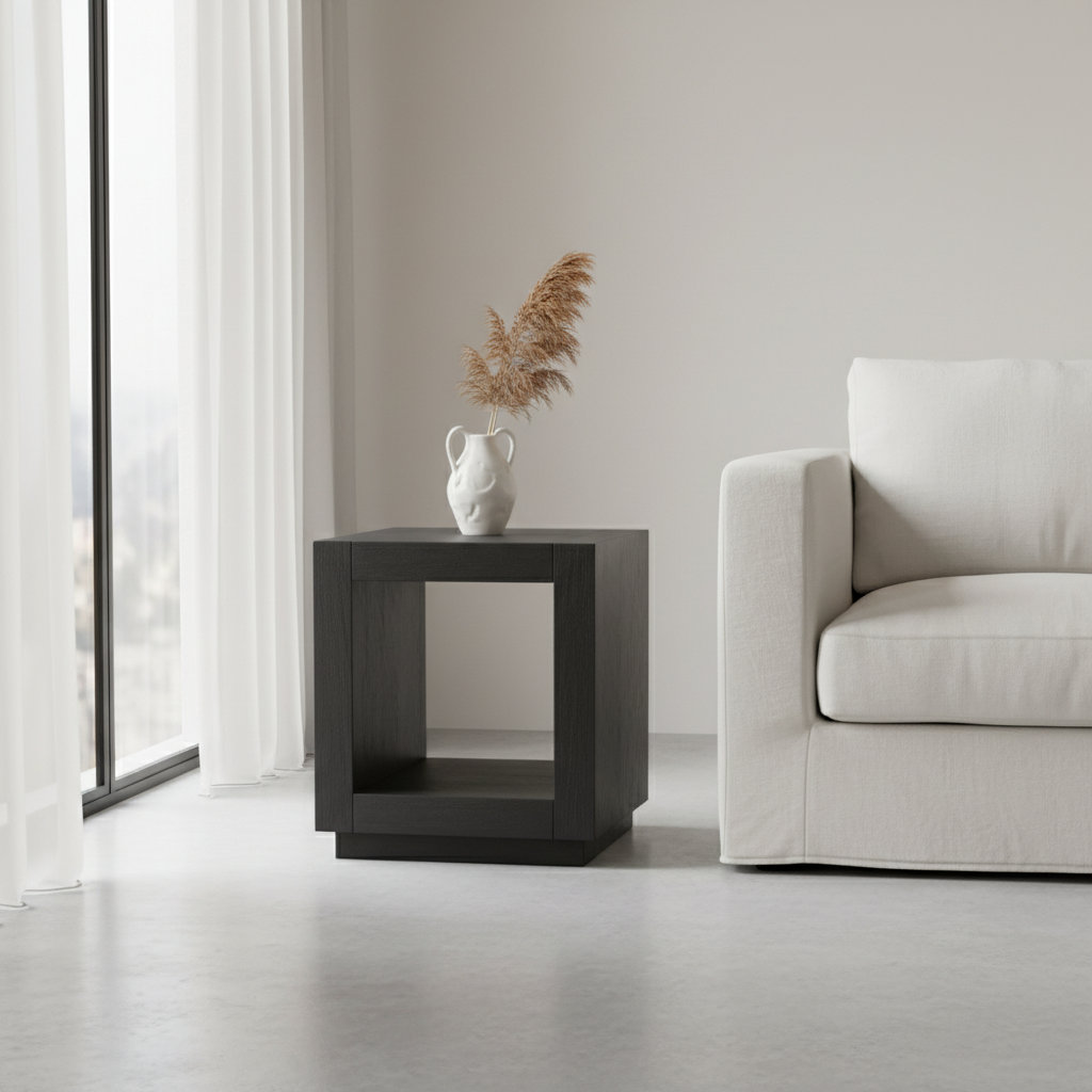 Latitude Run® Contemporary Square End Table - Plinth Base, Open Shelf ...