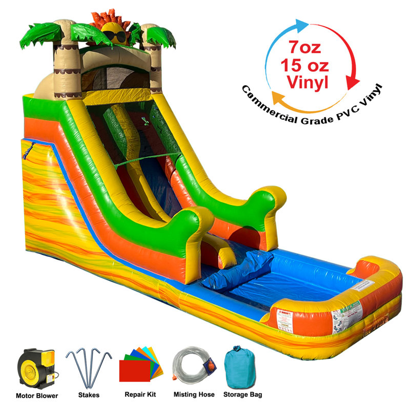 Jingo Jump 9' x 25' Inflatable Water Slide with Air Blower | Wayfair