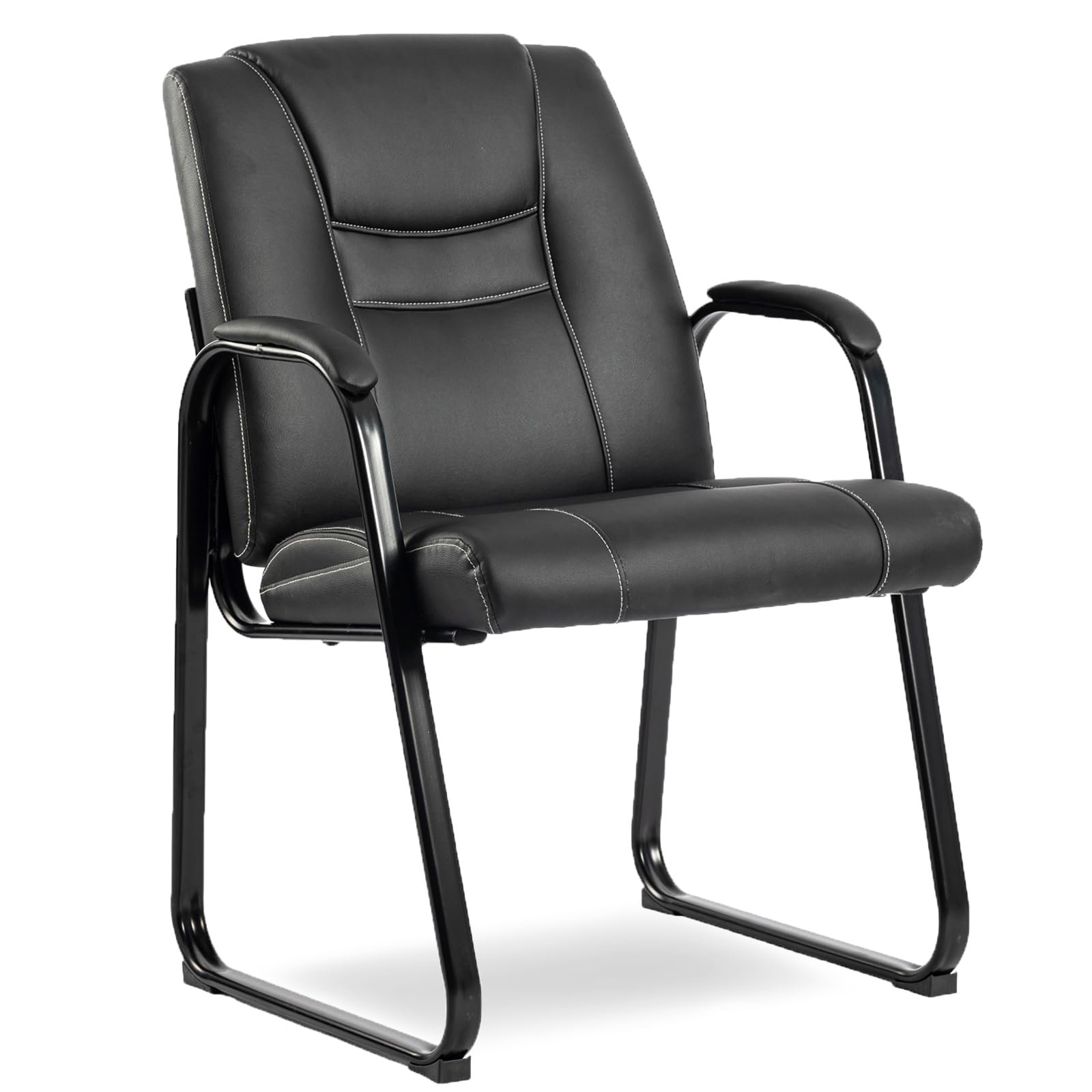 GLOBAL GIRLS LLC Leather Guest Chair With Padded Arm Rest Waiting Room ...