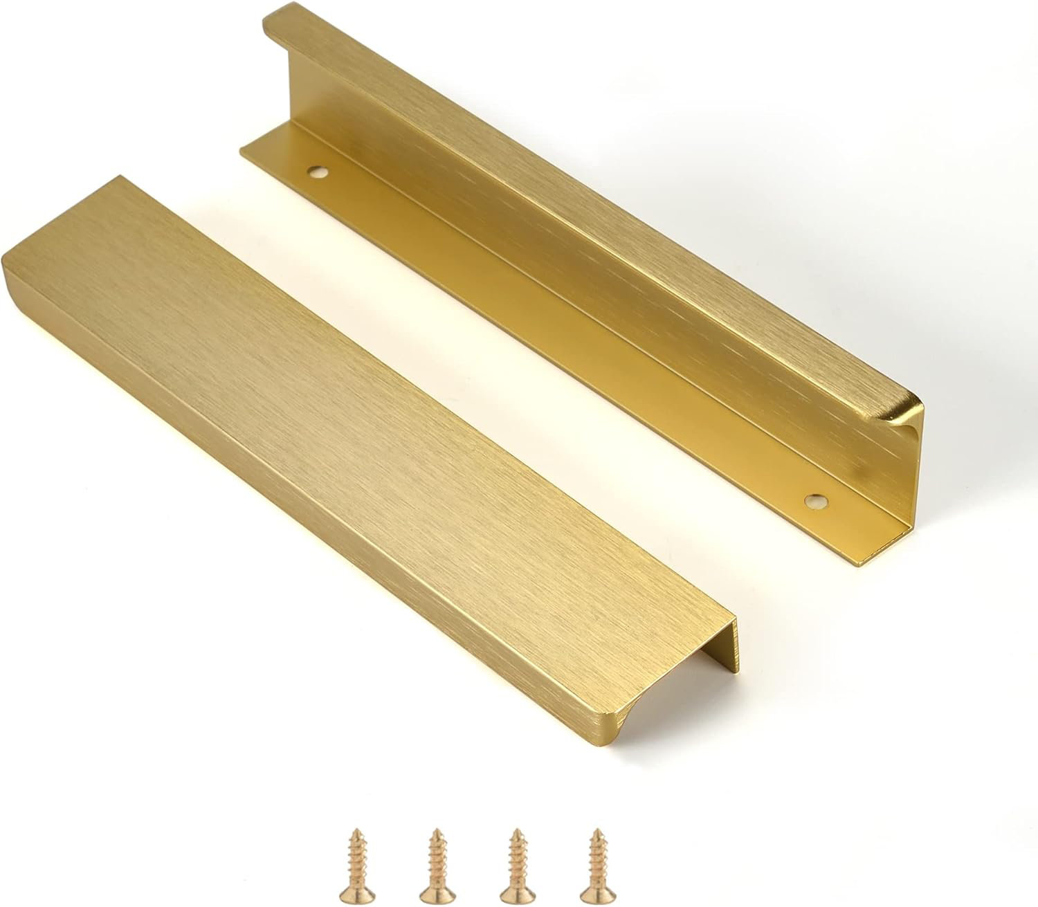 Amzico Brushed Brass Edge Finger Cabinet Pulls - 10 Pack Modern ...