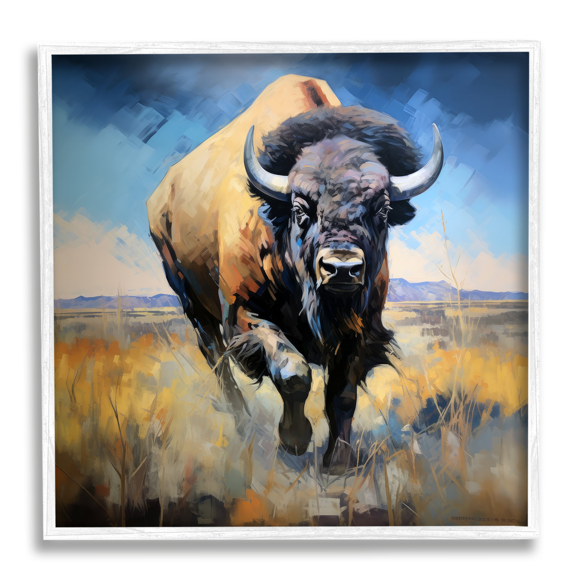 Stupell Industries Az-191-Framed Bison In Country Field On Canvas by ...