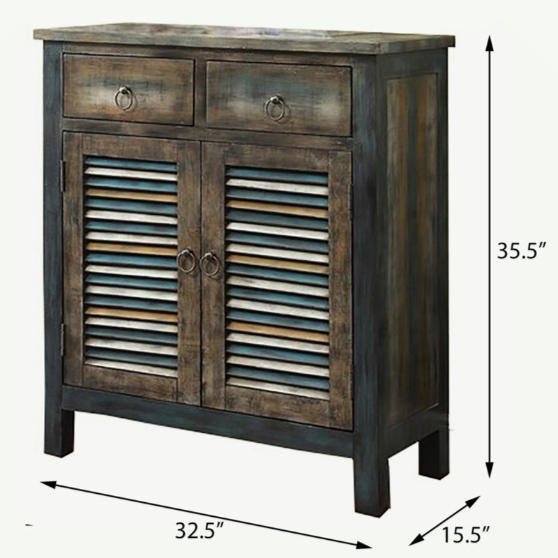 World Menagerie Antique Oak And Teal 2-Door Console Table | Wayfair