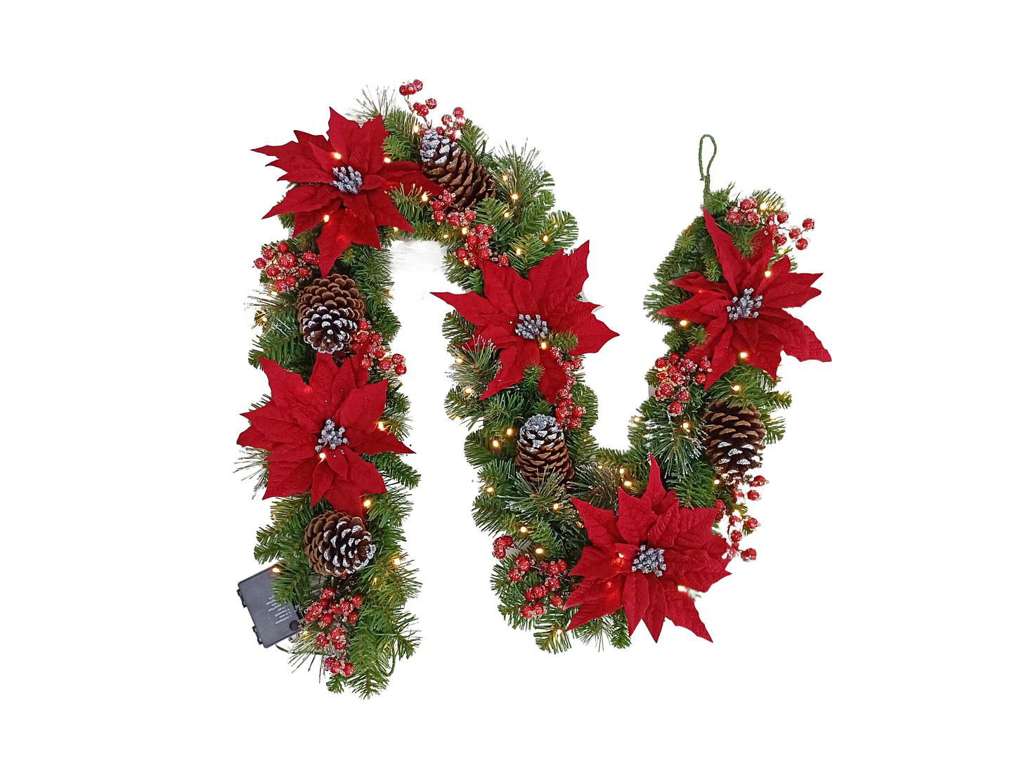 BOSK POINSETTIA - 6ft Garland with 100 8 Function Lights | Wayfair.co.uk