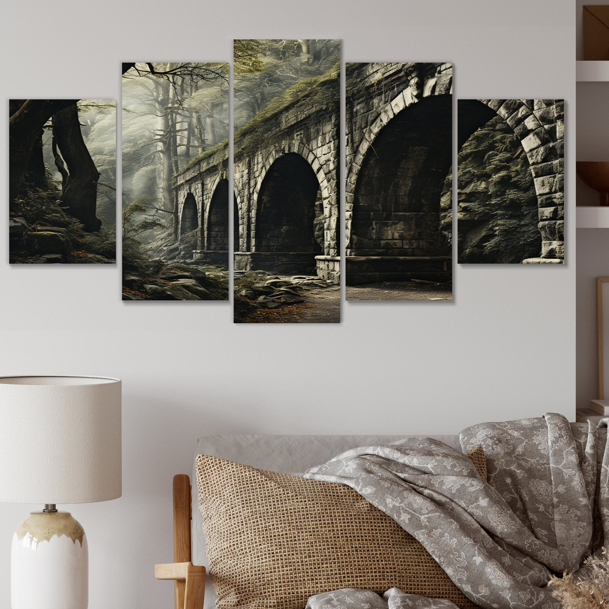 Millwood Pines Grey Bridge Rustic Archway Slate I 5 Pieces | Wayfair