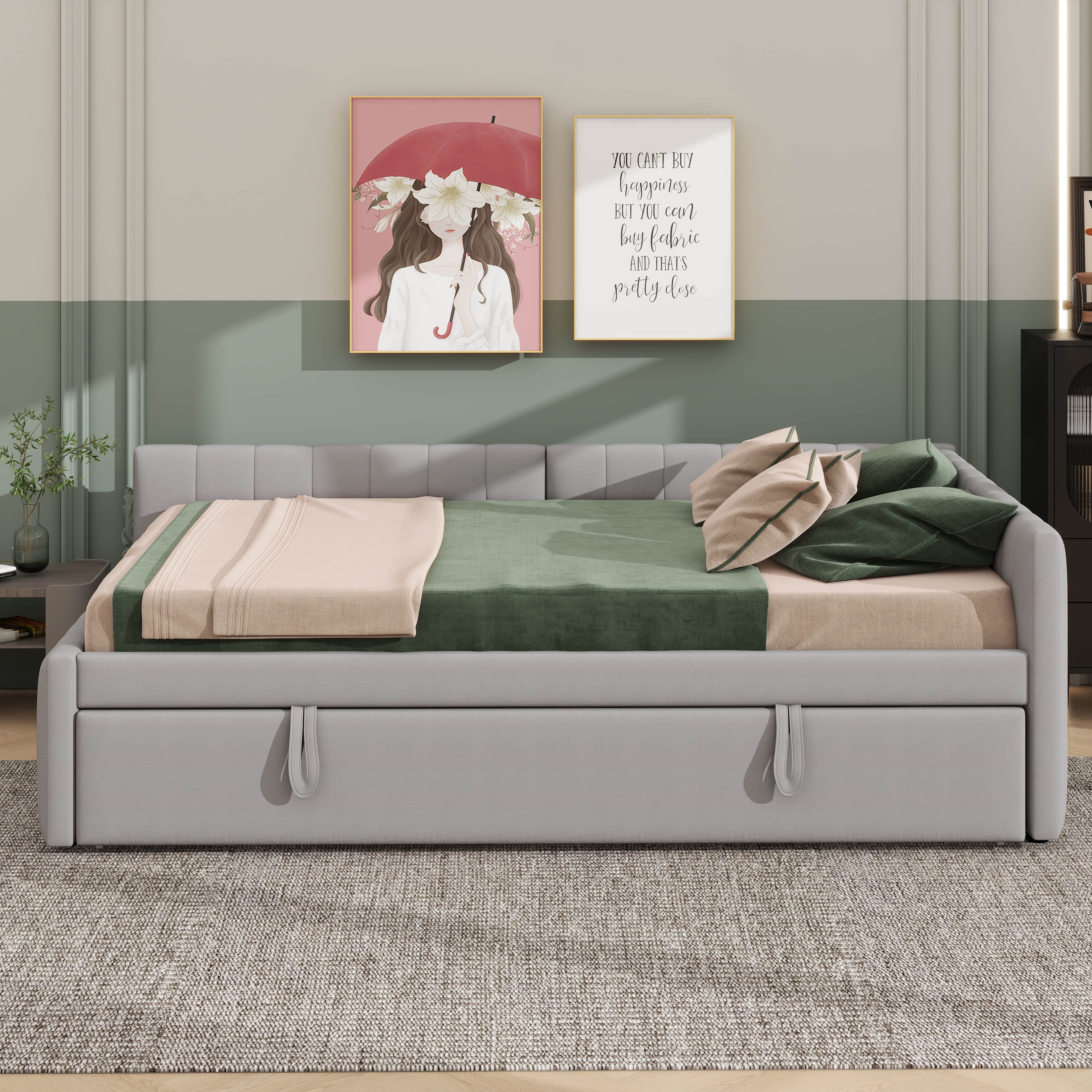 Latitude Run® Full-Sized Cushioned L-Shaped Daybed Matched With A ...