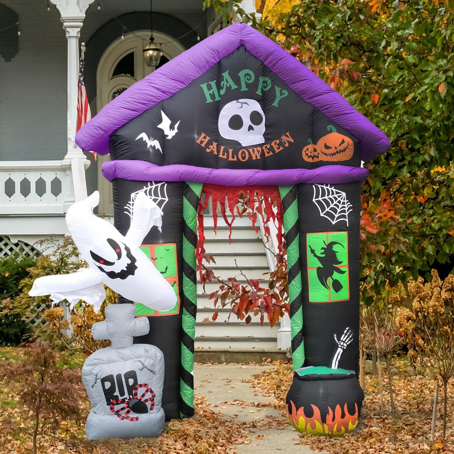 Haunted Hill Farm 9-ft. Haunted House Arch Blow Up Yard Inflatable with ...
