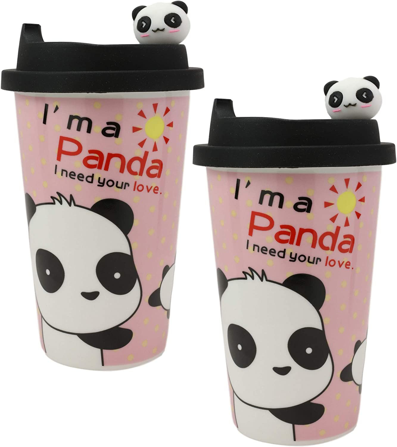 Trinx Pink Polkadots Sunshine 2 Giant White Panda Bear Lovers With ...