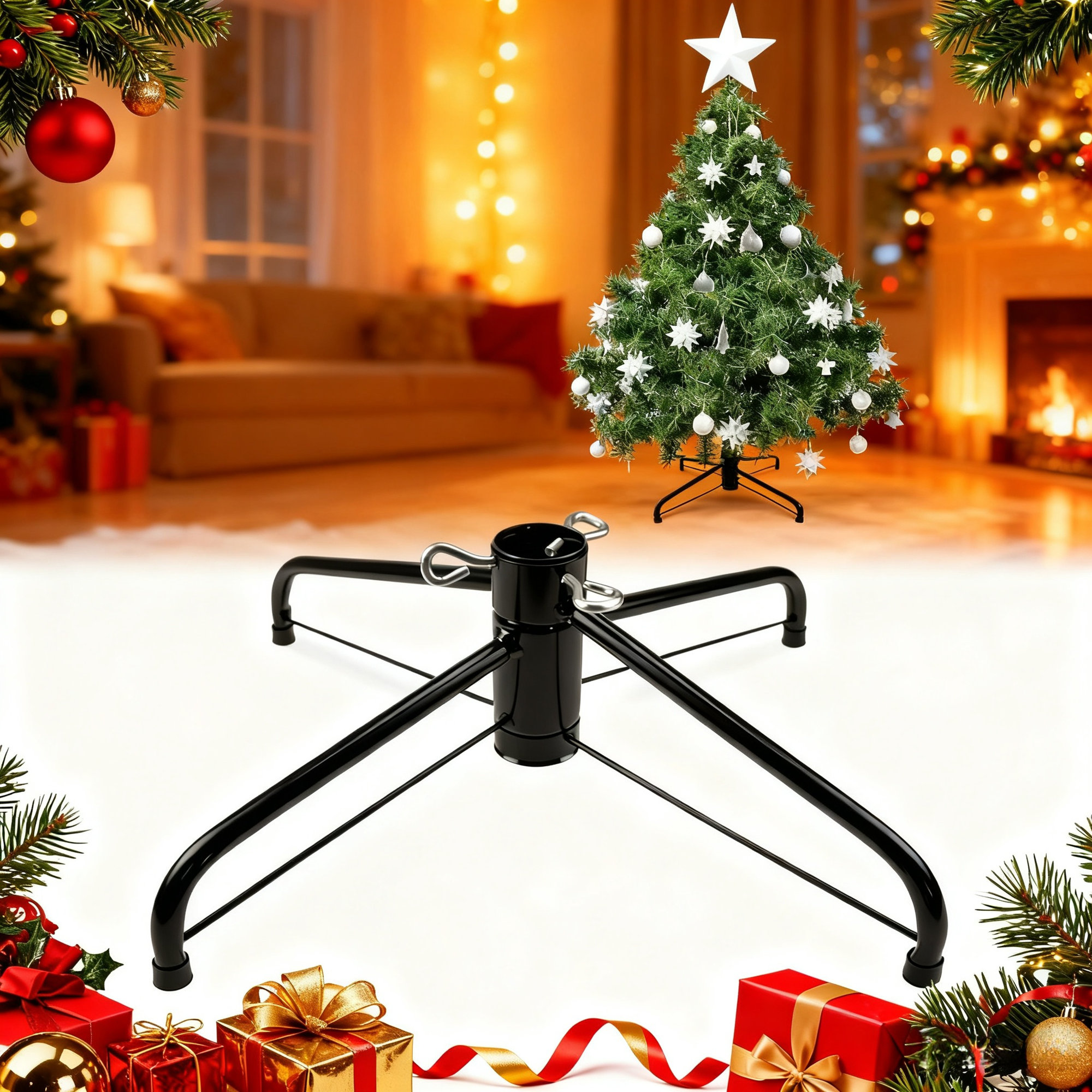 The Holiday Aisle® Metal Chritstmas Tree Stand, 16.55 Inch Christmas ...
