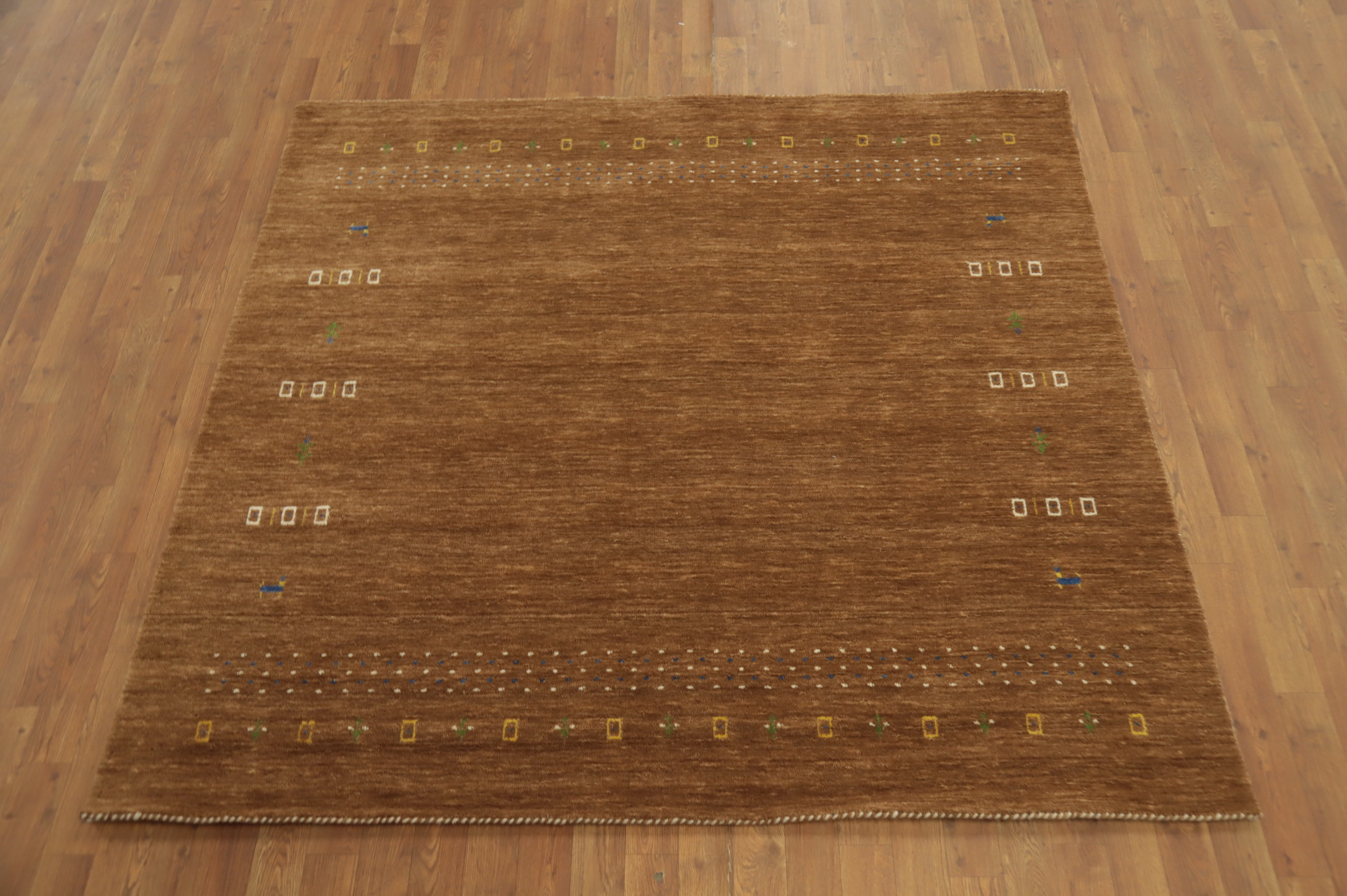 Isabelline Brown Tribal Oriental Square Area Rug 6x6 | Wayfair