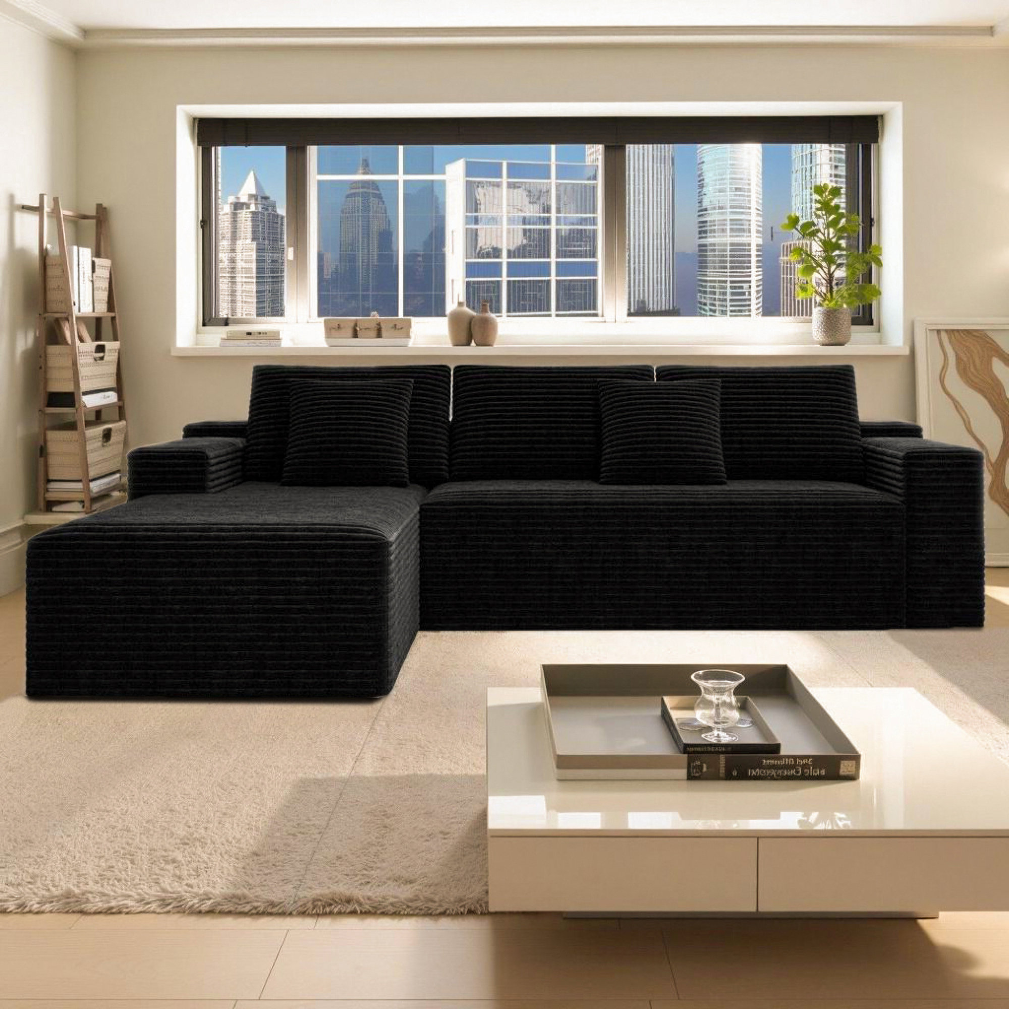 Wrought Studio™ 104.3" Modular Sectional Sofa, 2-Piece Compressed Cloud ...