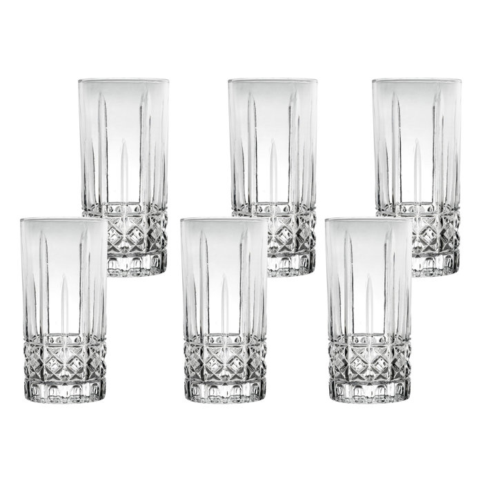 Lorren Home Trends Tall 12 Ounce Drinking Glass-Textured Cut Glass ...