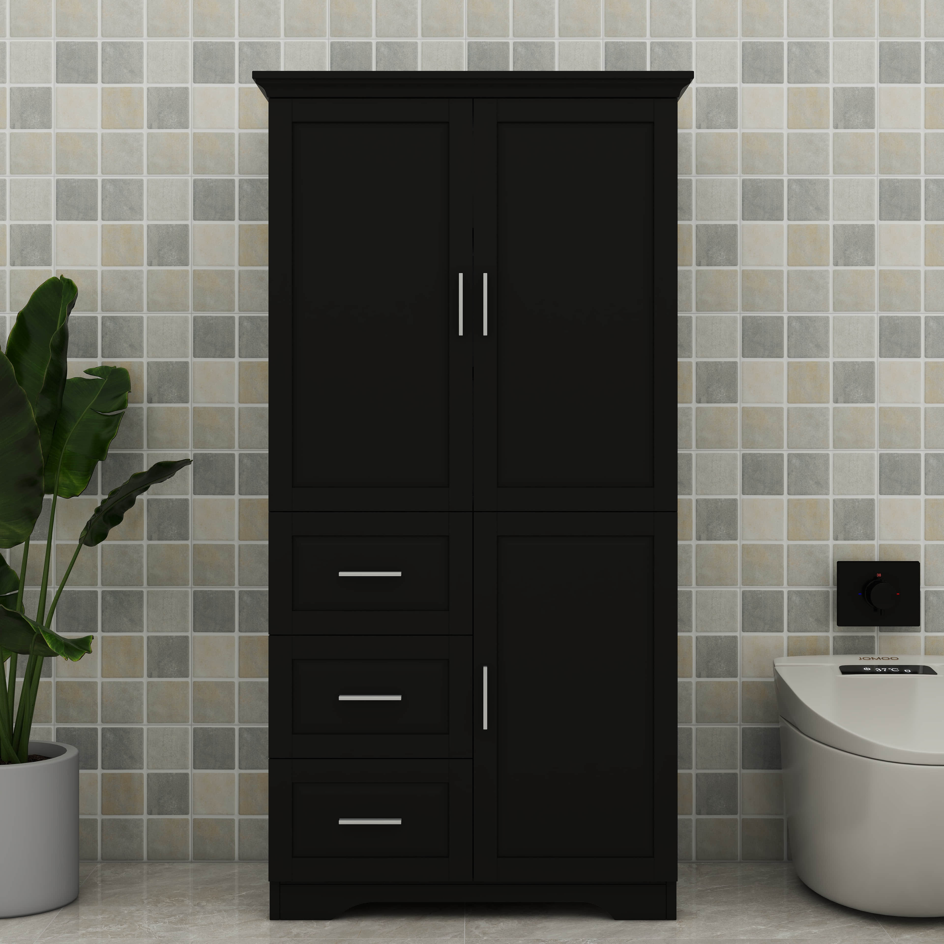 Hokku Designs Tall And Spacious Storage Cabinet Including Drawers And ...