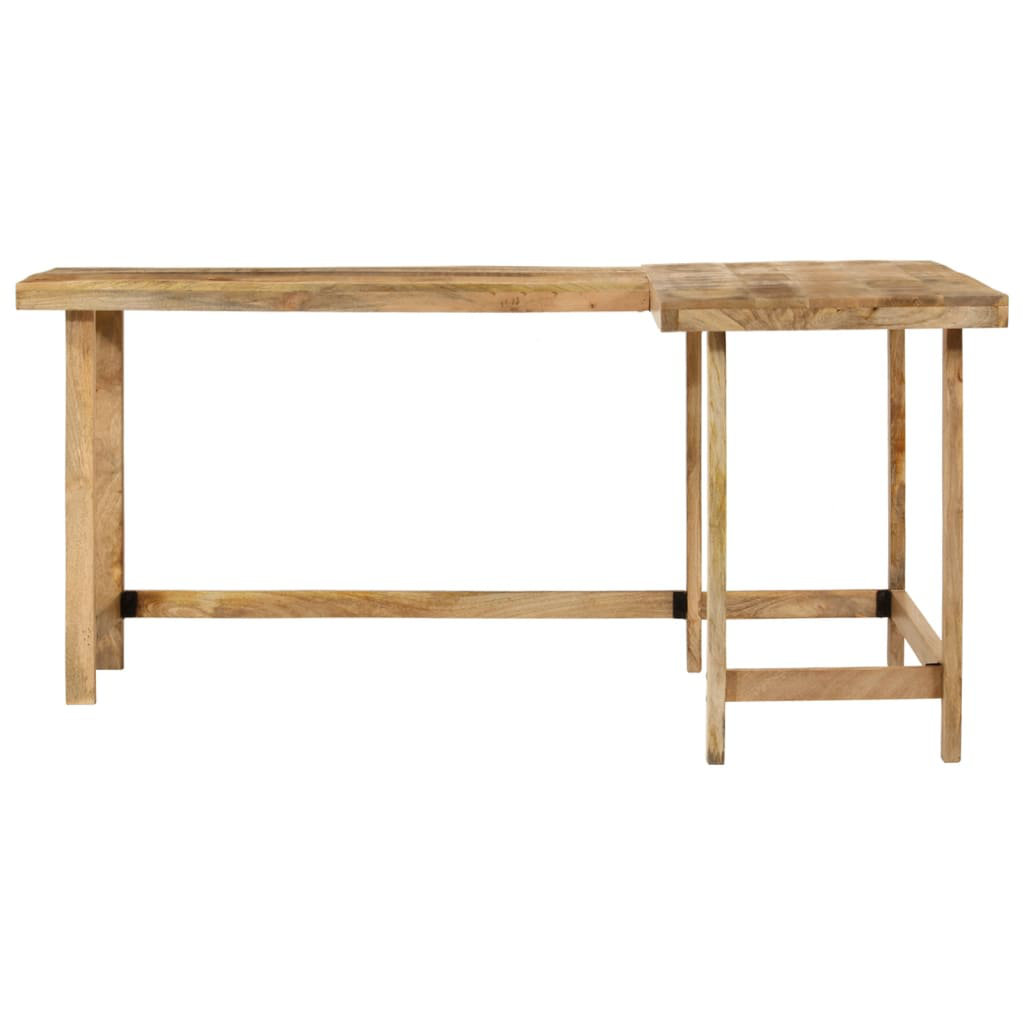 vidaXL Desk Natural wood Solid Mango Wood Large Desk Rustic Desks | Wayfair